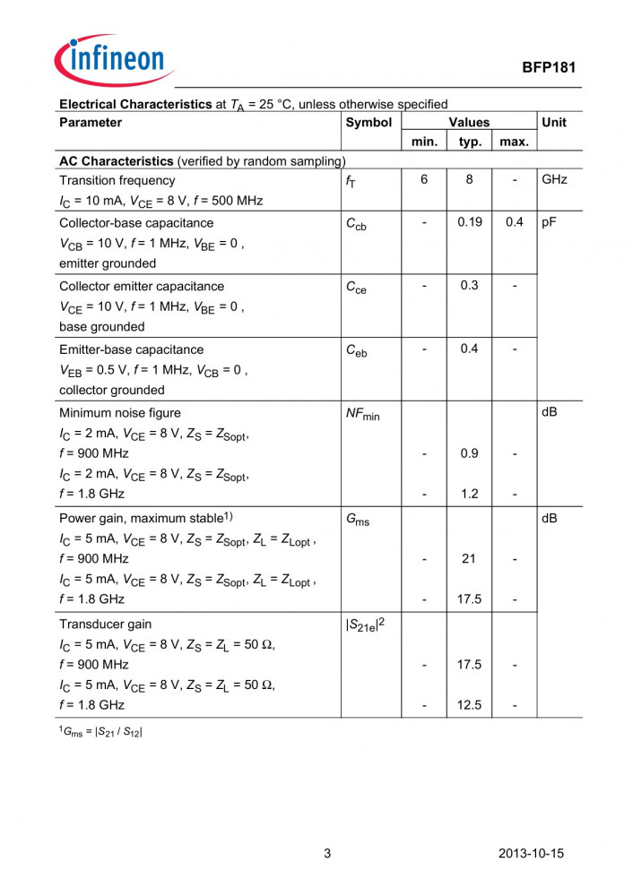 BFP 181 E7764 datasheet page 3