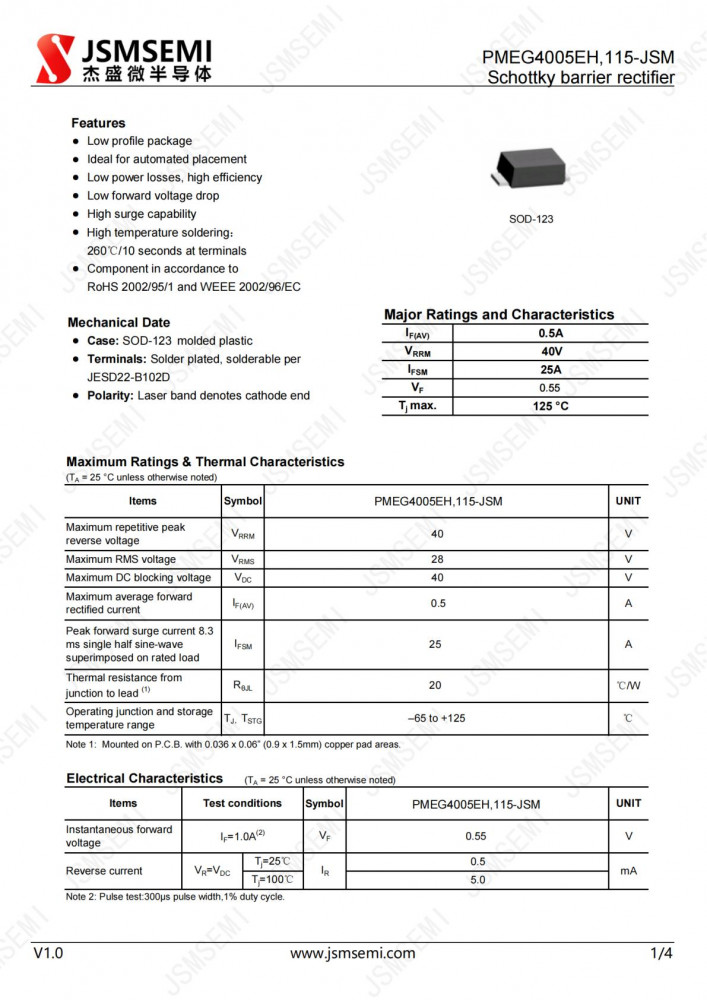 PMEG4005EH,115-JSM datasheet page 1
