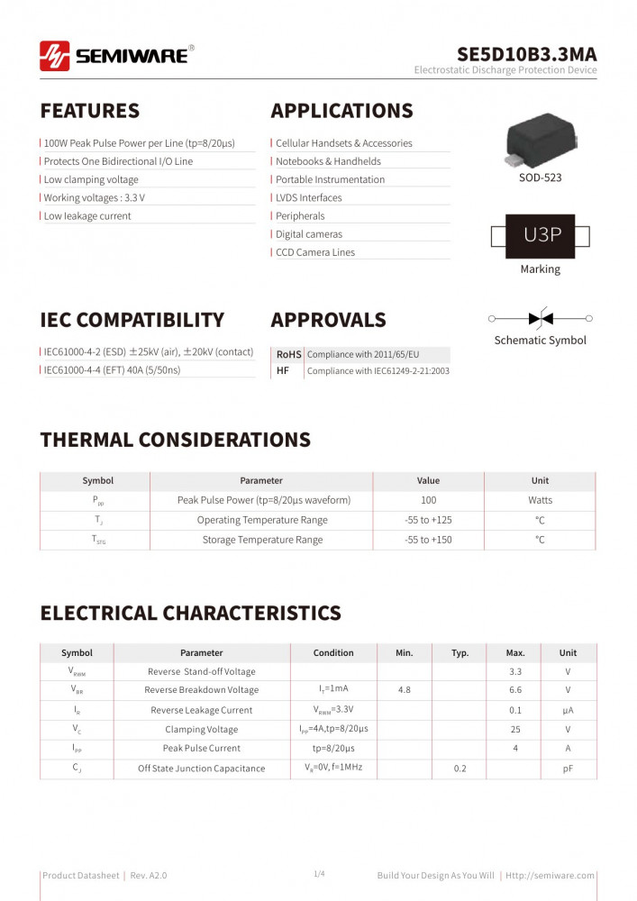SE5D10B3.3MA datasheet page 1
