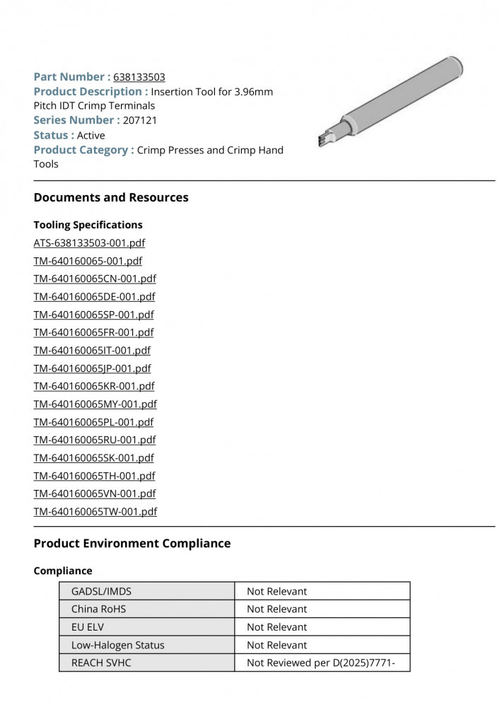 Molex 638133503 technical document preview, page 1