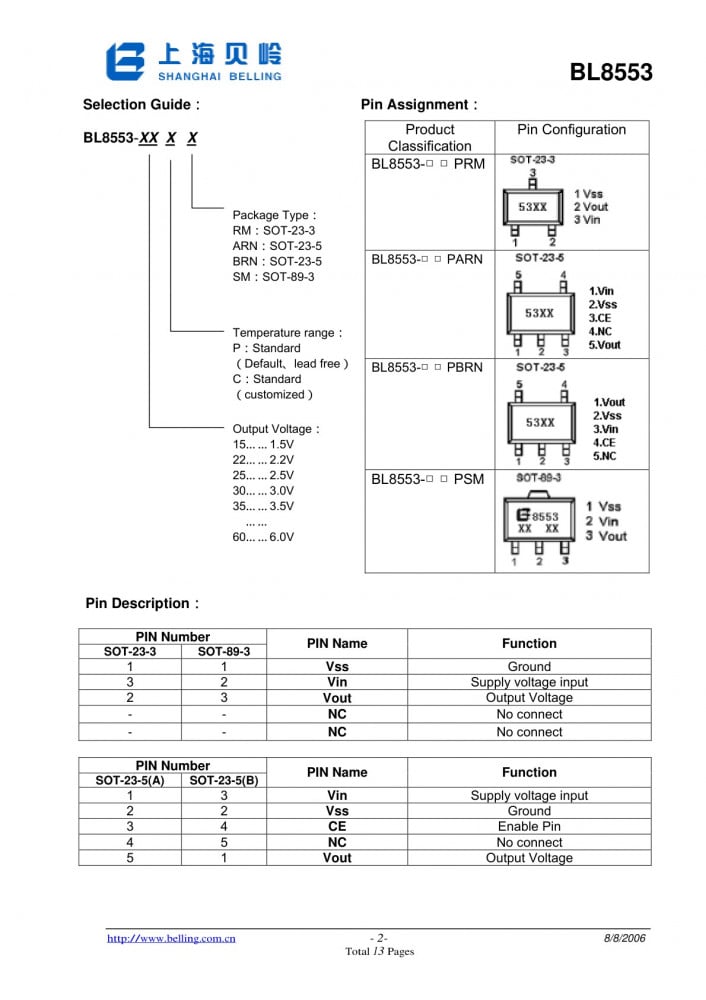 BL8553 datasheet page 2