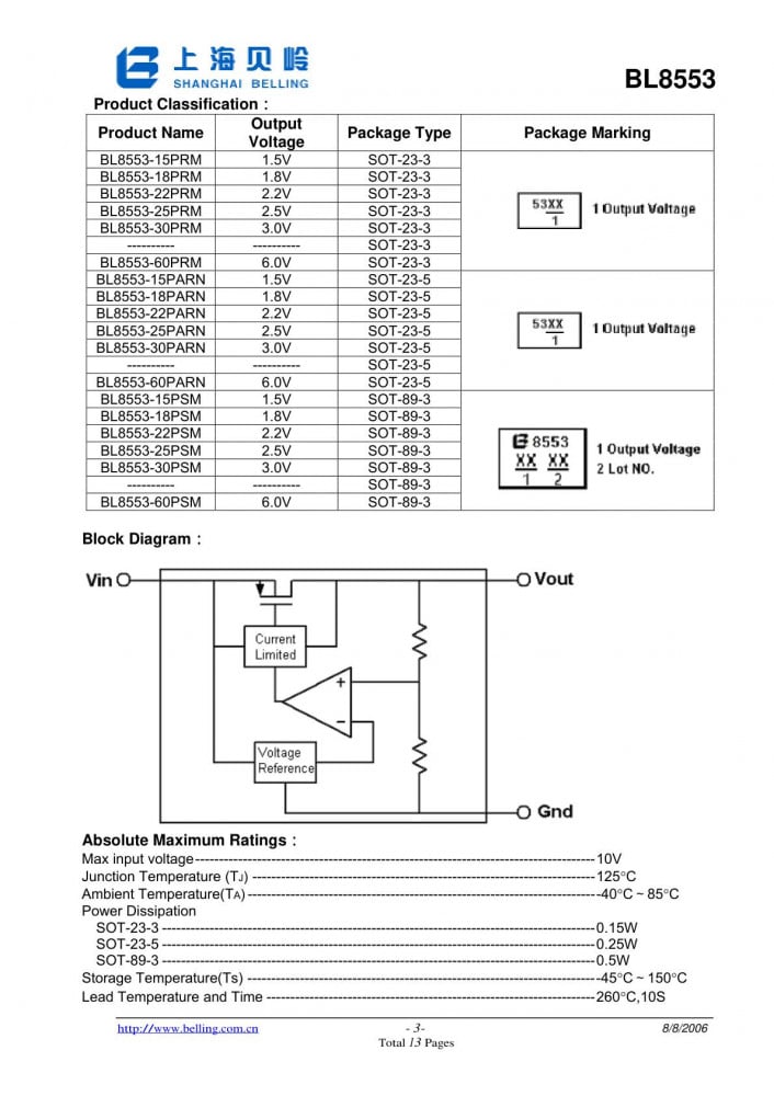 BL8553 datasheet page 3