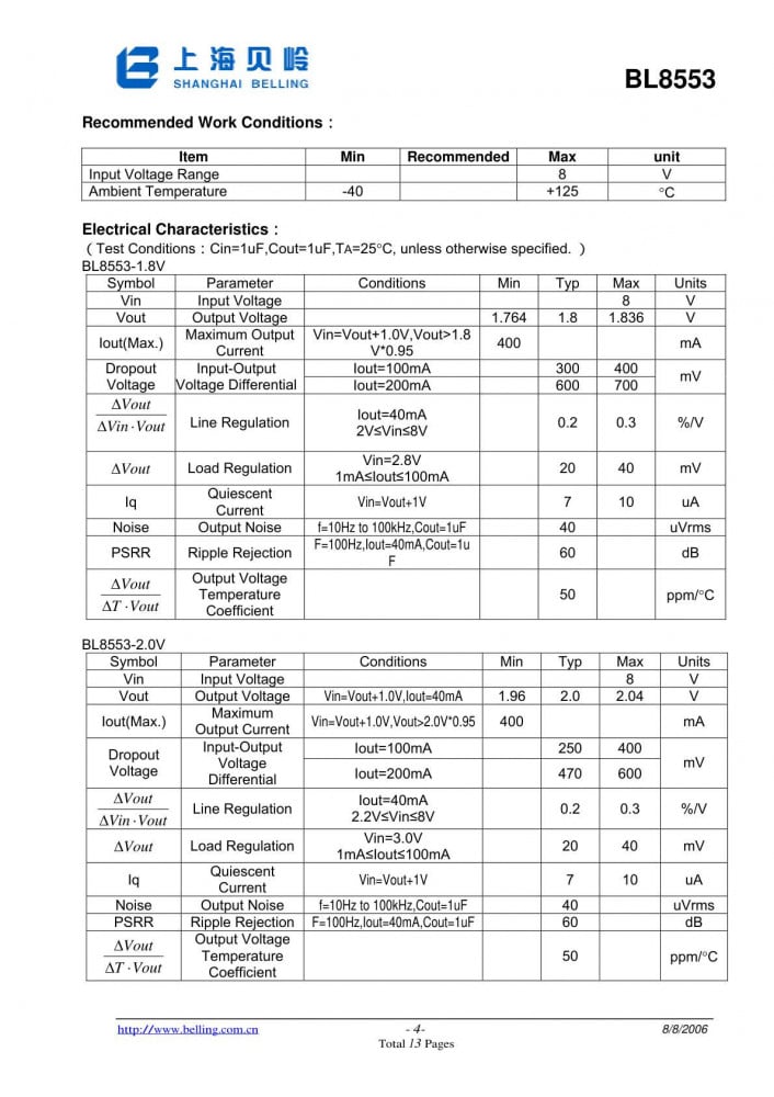 BL8553 datasheet page 4