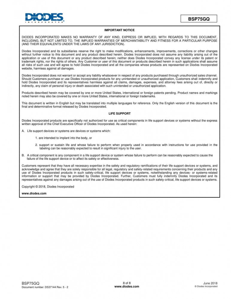BSP75GQTC datasheet page 8