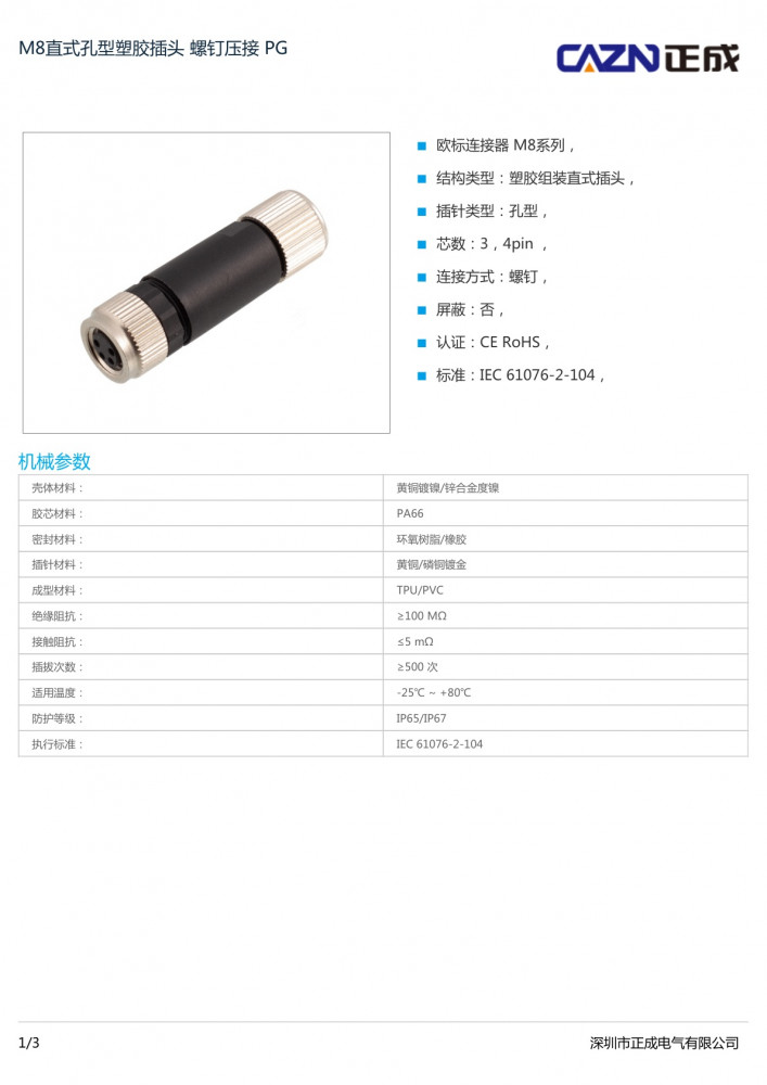 CAZN M8-S3A-PLA05 document page 1