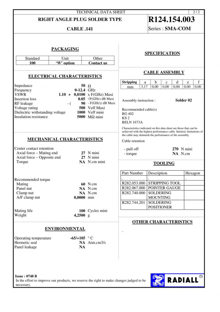 Radiall R124154003 datasheet, page 2