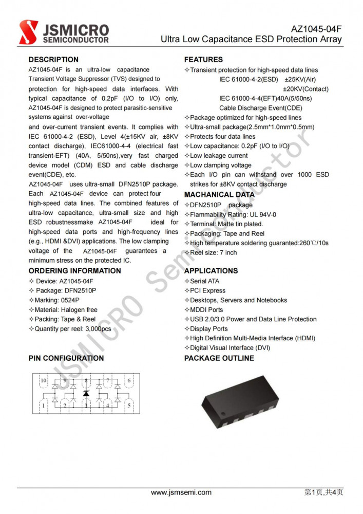 AZ1045-04F datasheet page 1