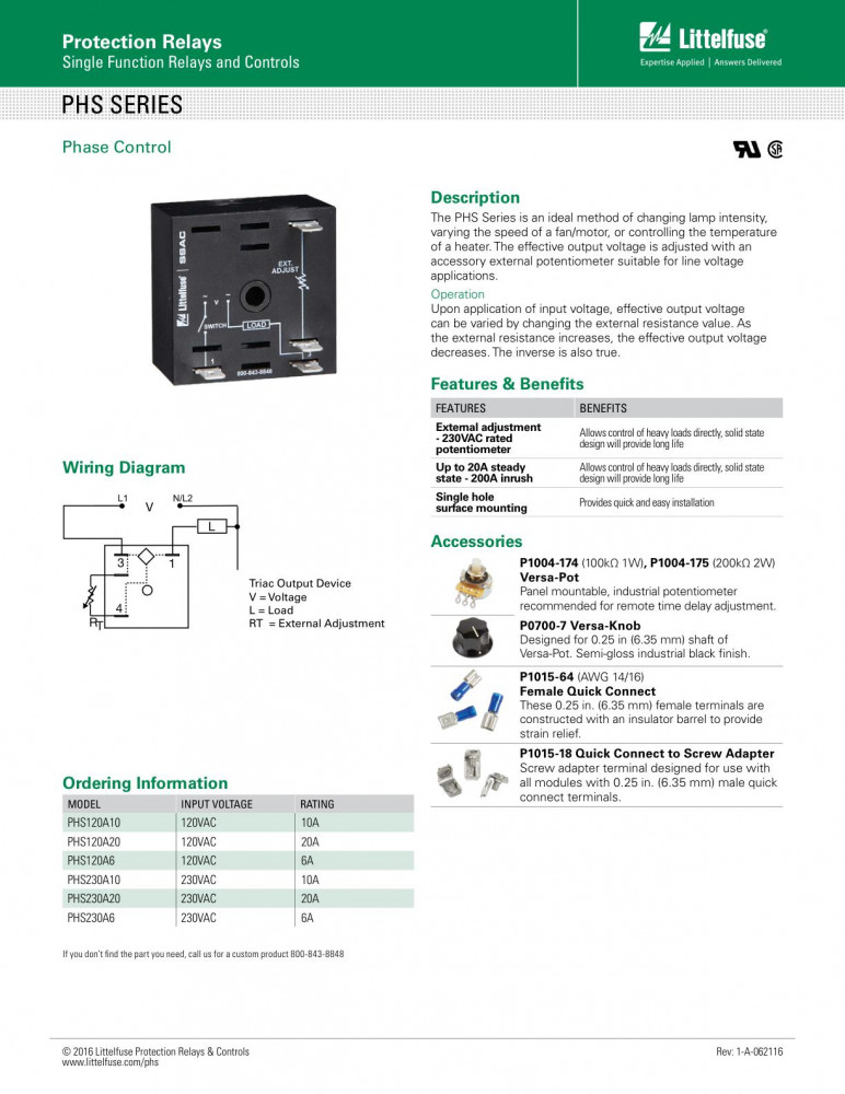 PHS Series phase control documentation page