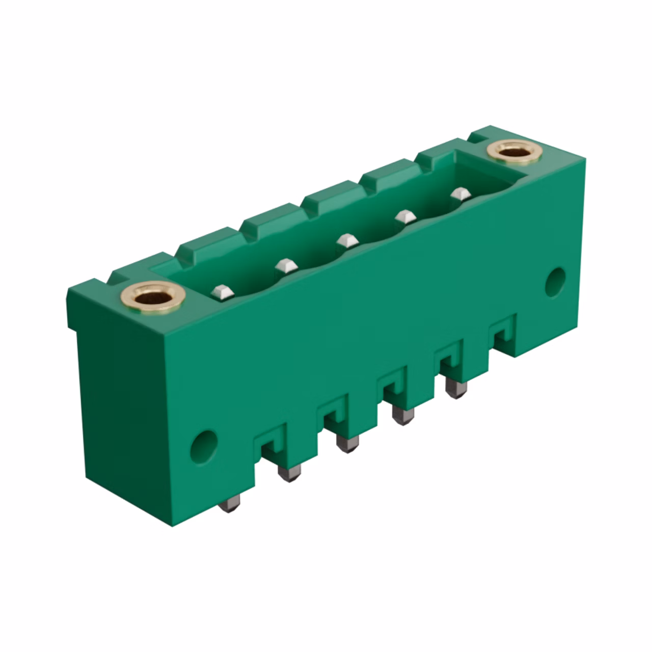 5.00mm Pitch Eurostyle Vertical PCB Header, with Threaded Retention Inserts, Green Housing, 5 Circuits for sale