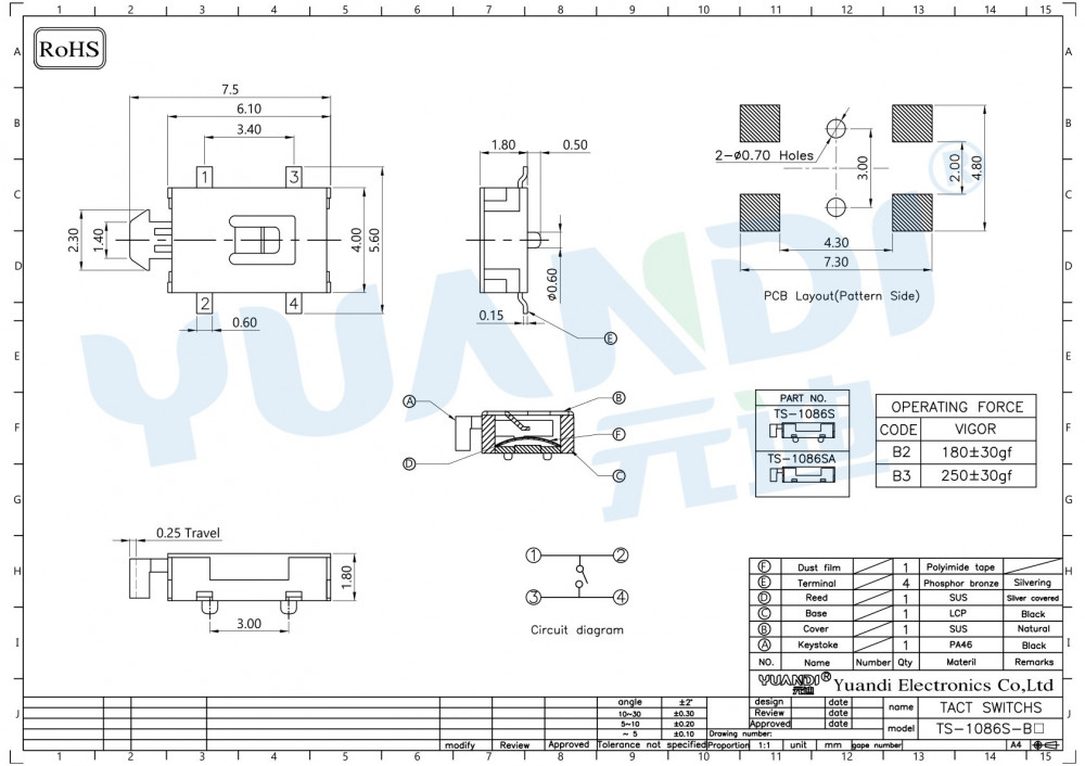 TS-1086S-B3 technical drawing