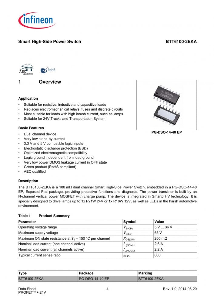 BTT6100-2EKA datasheet page 4