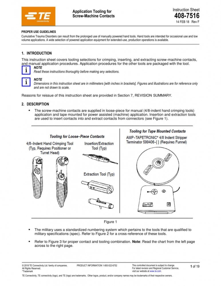 TE Connectivity 205090-2 instruction sheet page 1