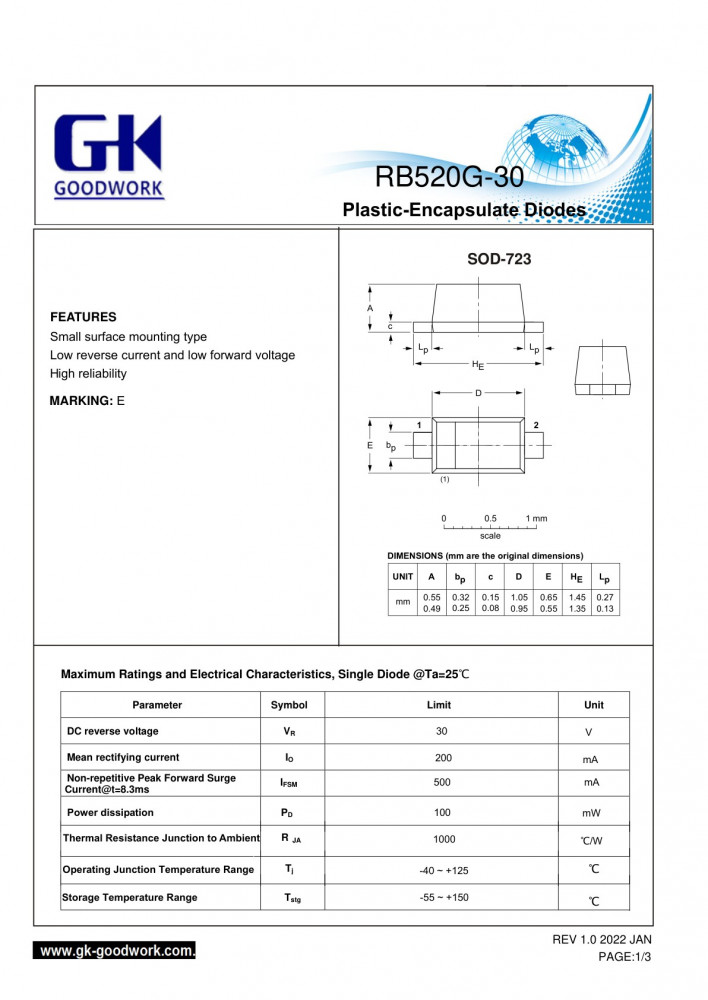 RB520G-30 datasheet page 1