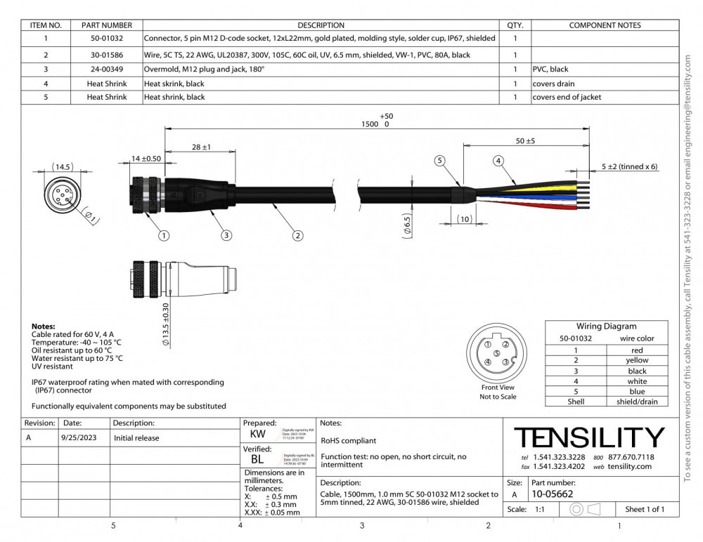 Tensility International 10-05662 technical drawing page