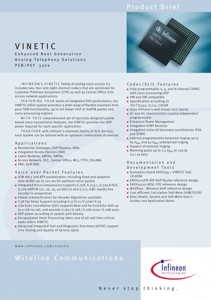 Infineon VINETIC documentation page 1