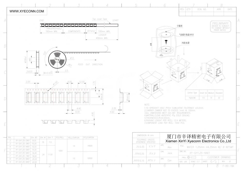 XY-GH1.25-3A61 technical drawing sheet 2