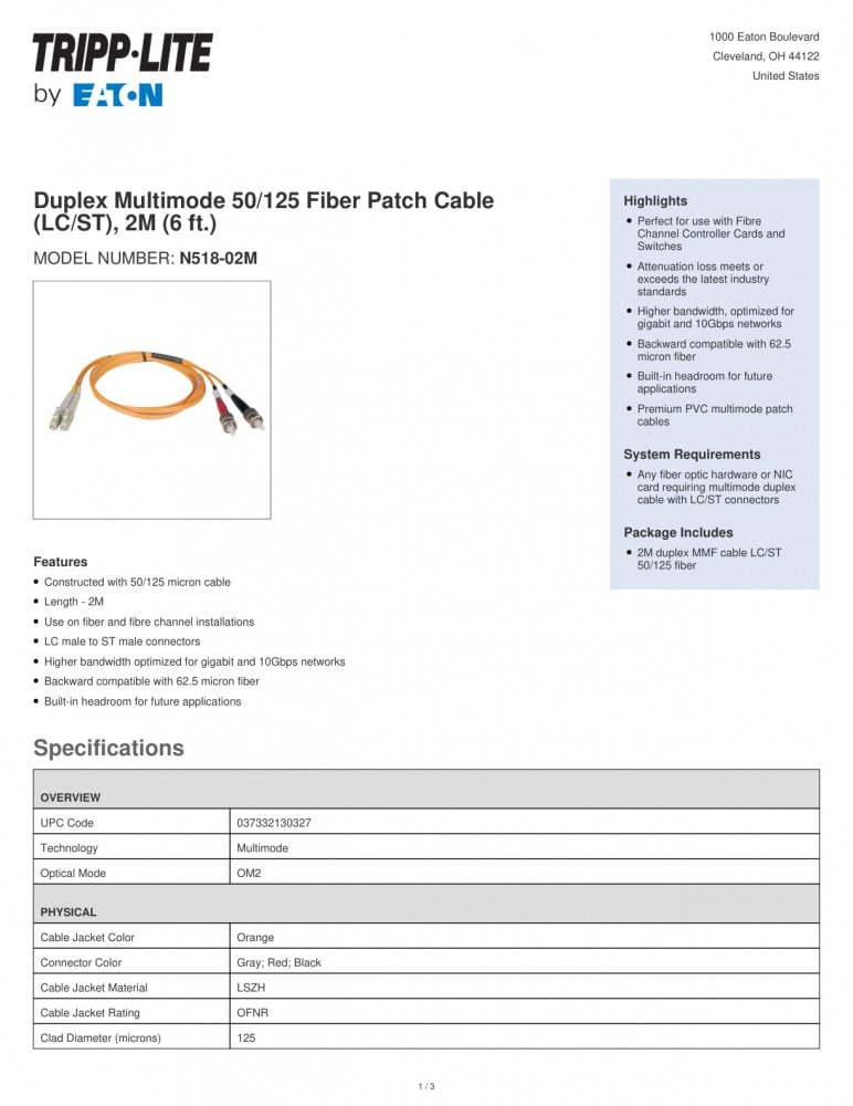 N518-02M technical document page 1