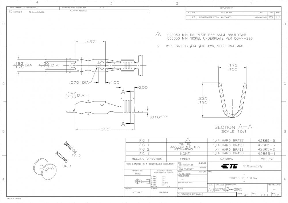 TE Connectivity drawing preview for 42865-3