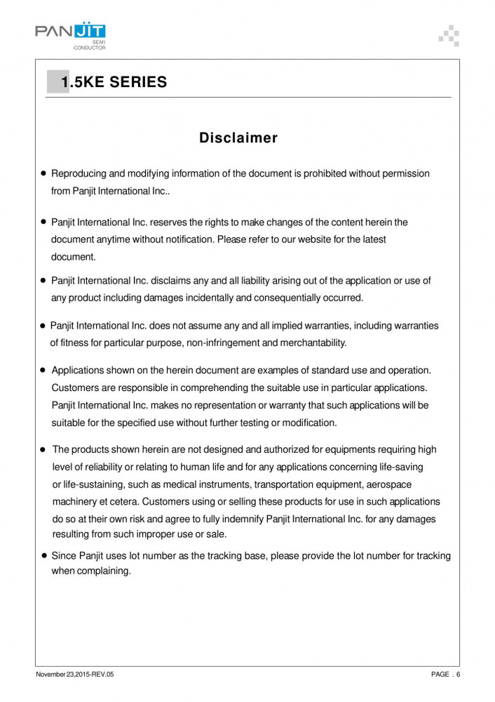 PANJIT 1.5KE series datasheet page 6