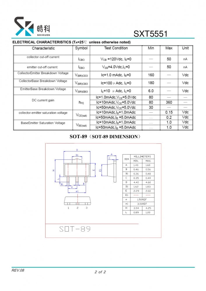 SXT5551 datasheet page 2