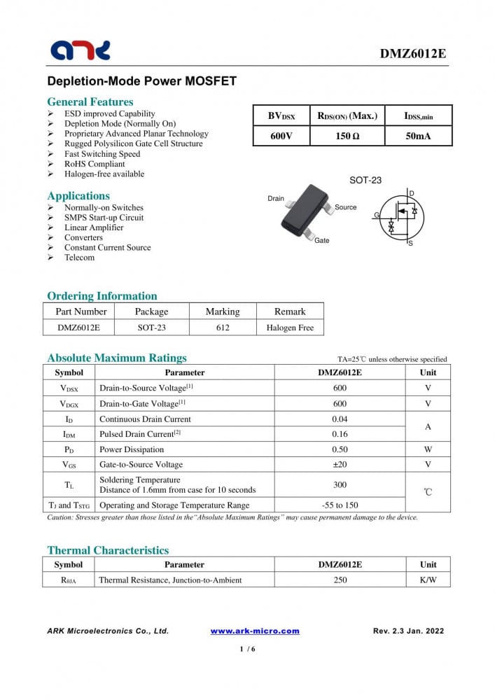 DMZ6012E datasheet page 1