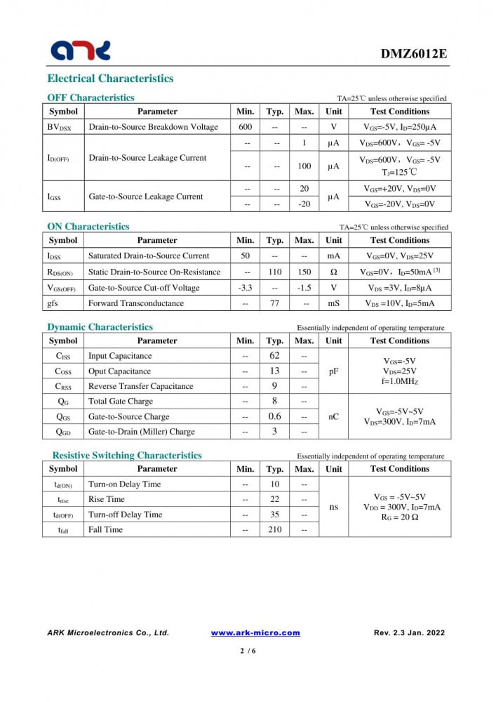 DMZ6012E datasheet page 2