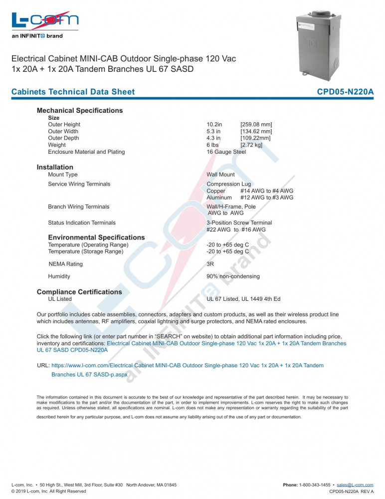 CPD05-N220A technical data sheet page 2