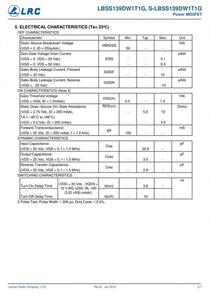 LBSS139DW1T1G datasheet page 2