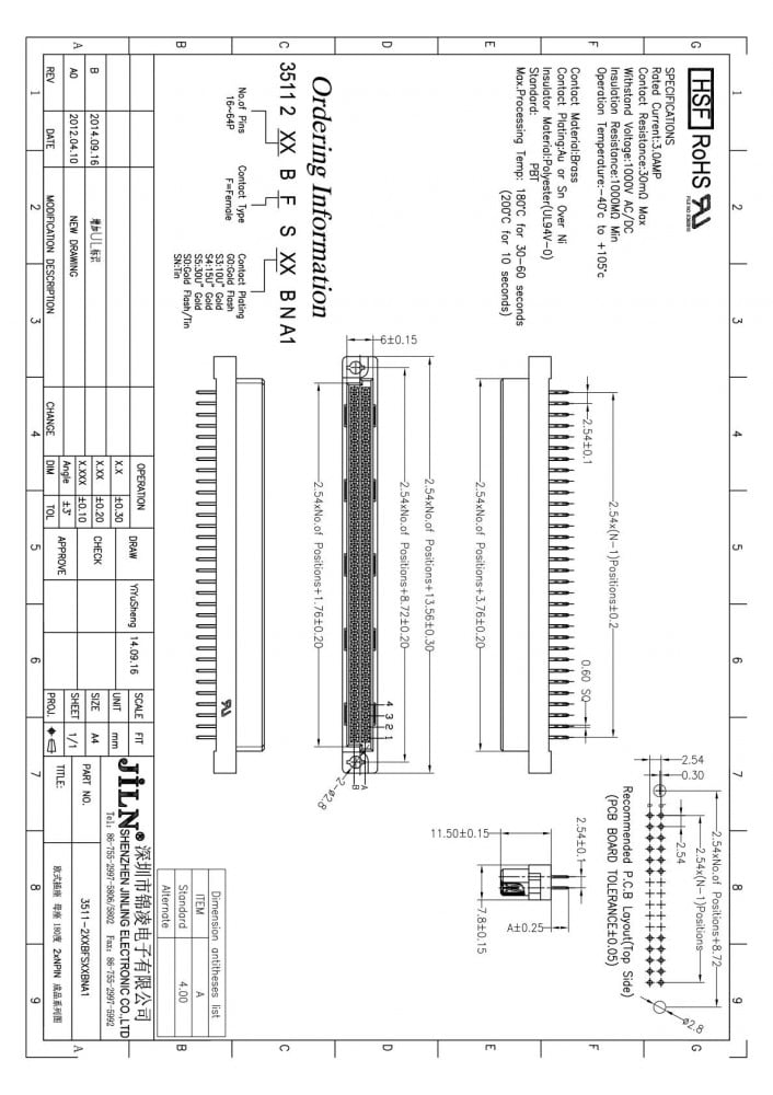 JILN 3511220BFSS0BNA2 technical drawing