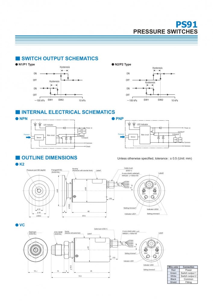 PS91 pressure switch datasheet page 3