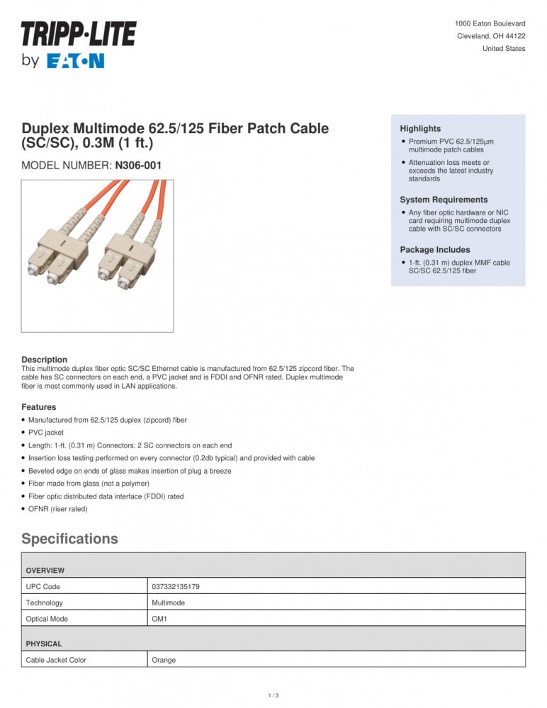 N306-001 technical document page 1