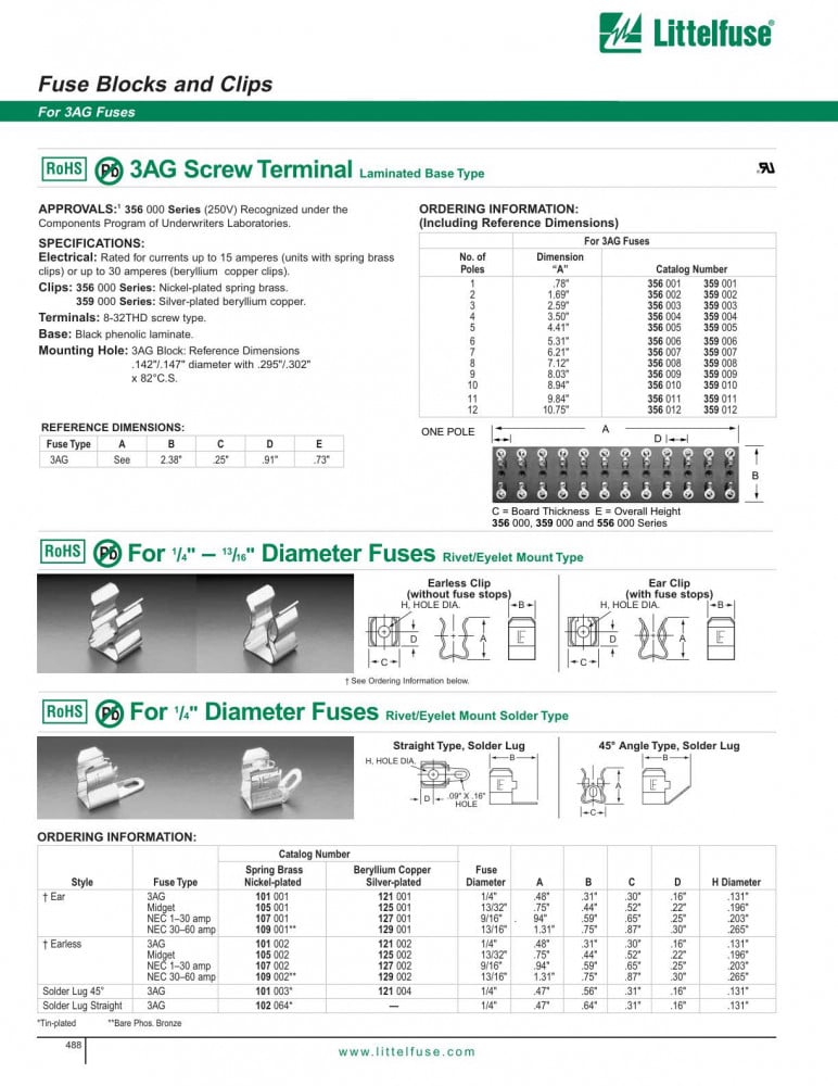 Littelfuse fuse clip technical document page 1