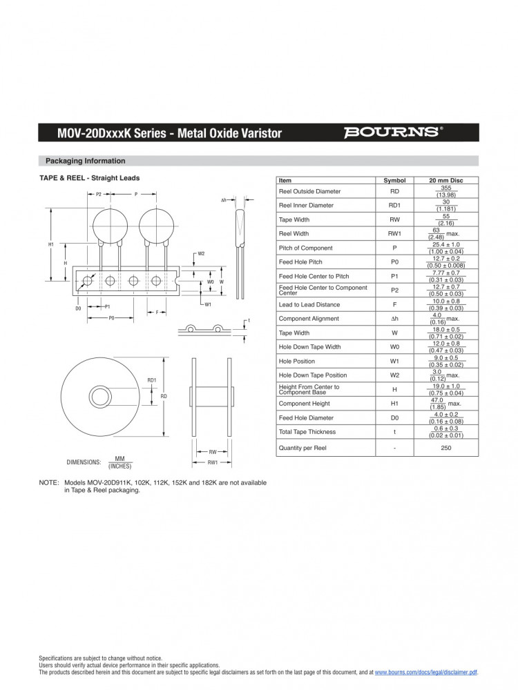 BOURNS MOV-20D751K datasheet page 7