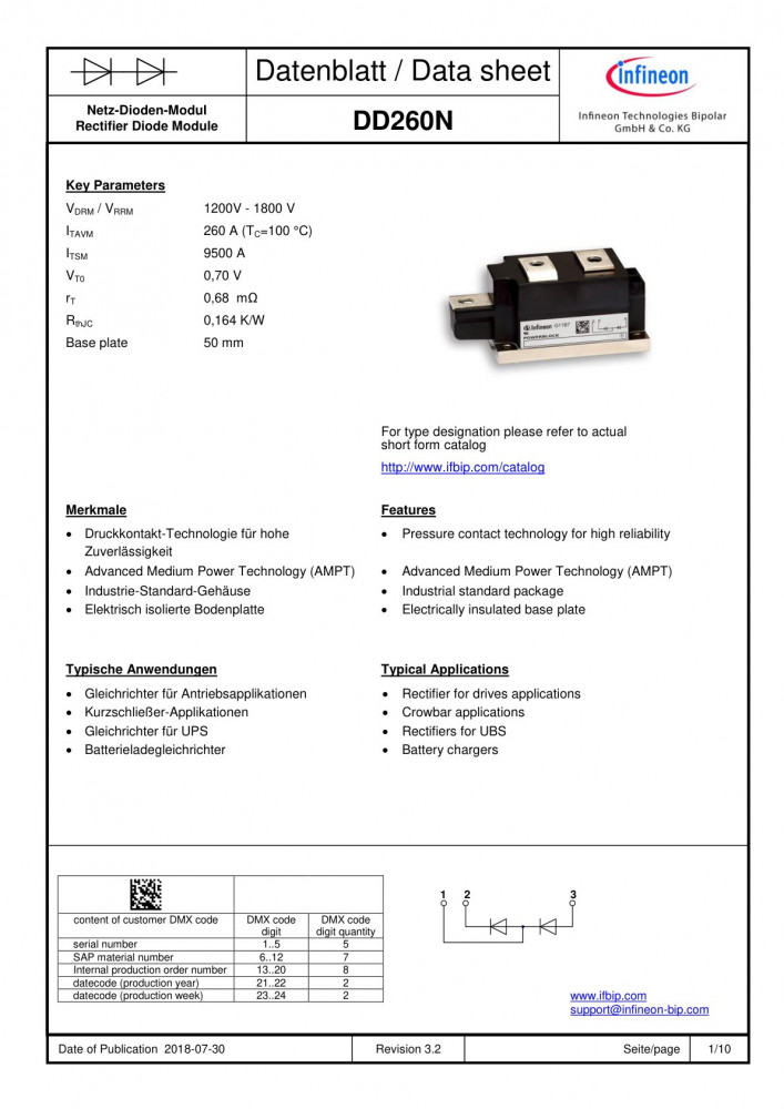DD260N16K datasheet page 1