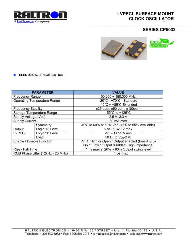 CP5032 product specification page 1