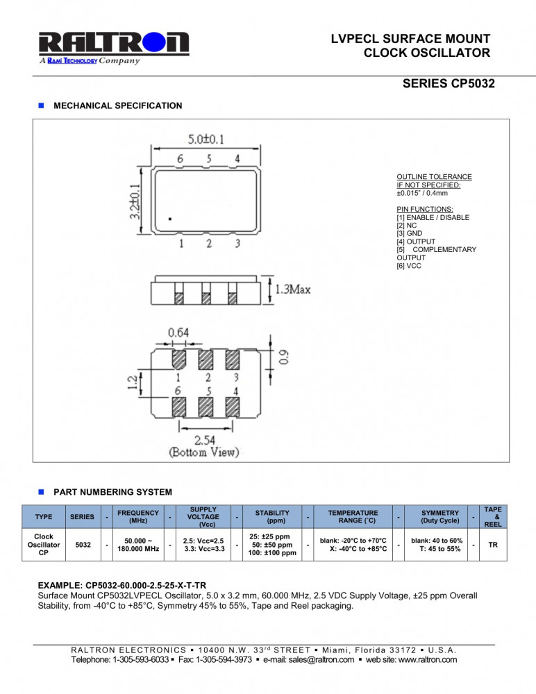 CP5032 mechanical specification page