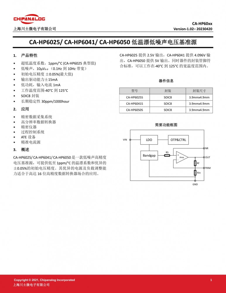 CA-HP6041S datasheet page 1