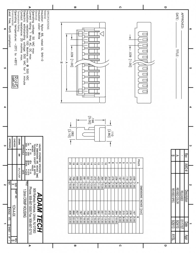 ADAM TECH 1CH-A-06 technical document page