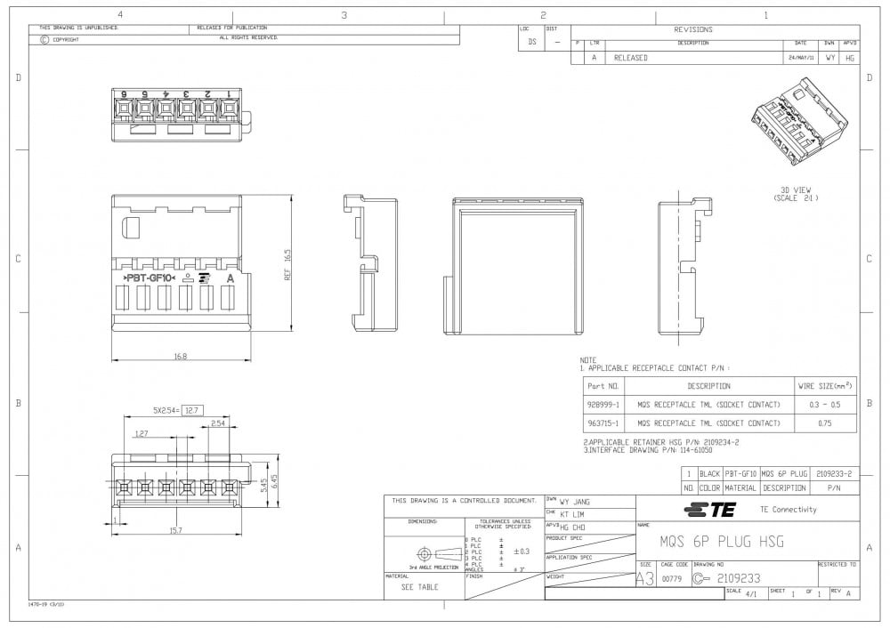 TE Connectivity 2109233-2 drawing preview