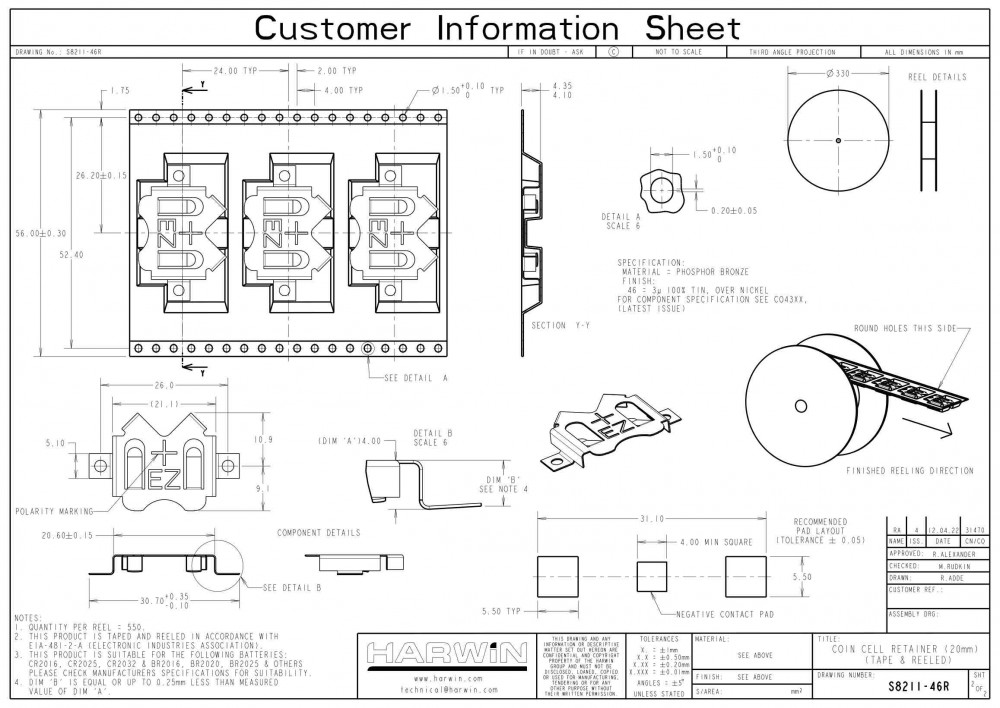 Harwin S8211-46R technical document page