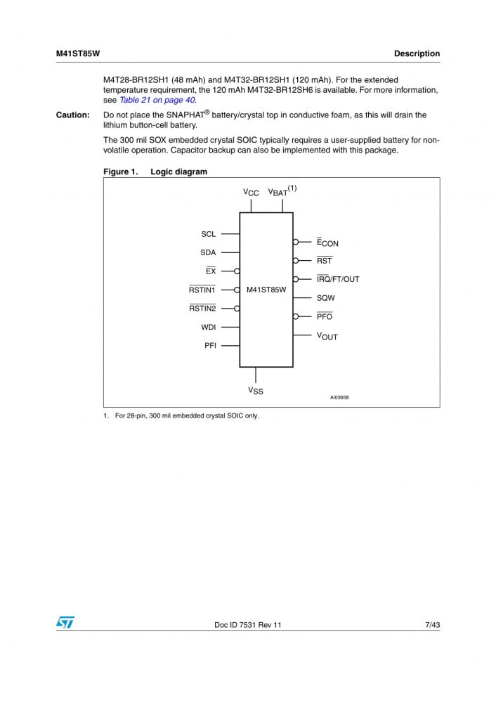 M41ST85W datasheet page 7