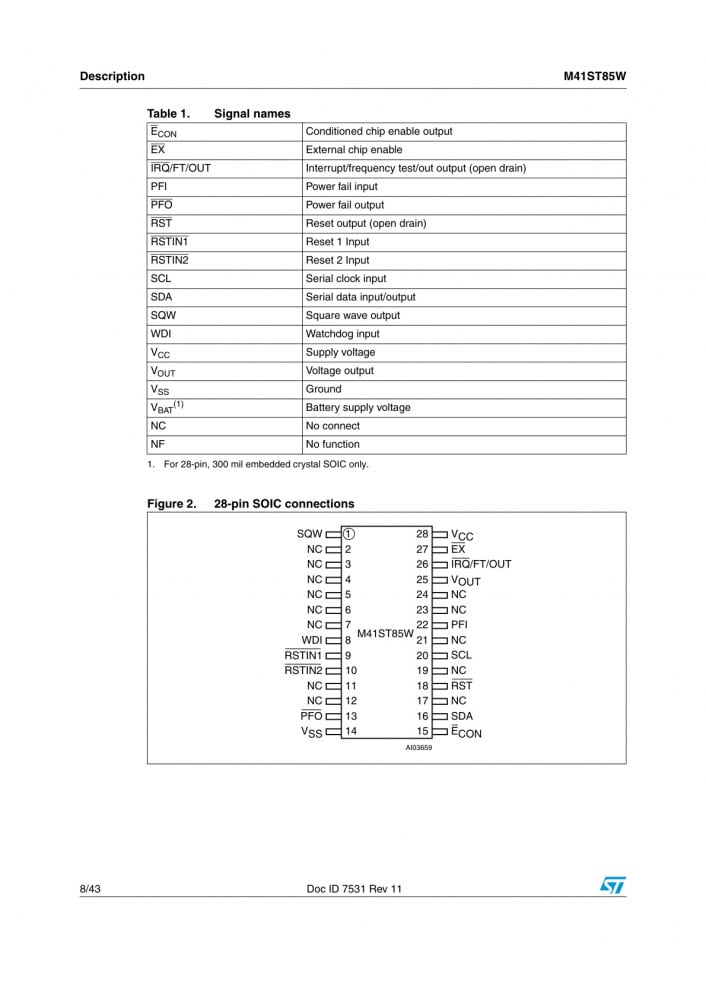 M41ST85W datasheet page 8