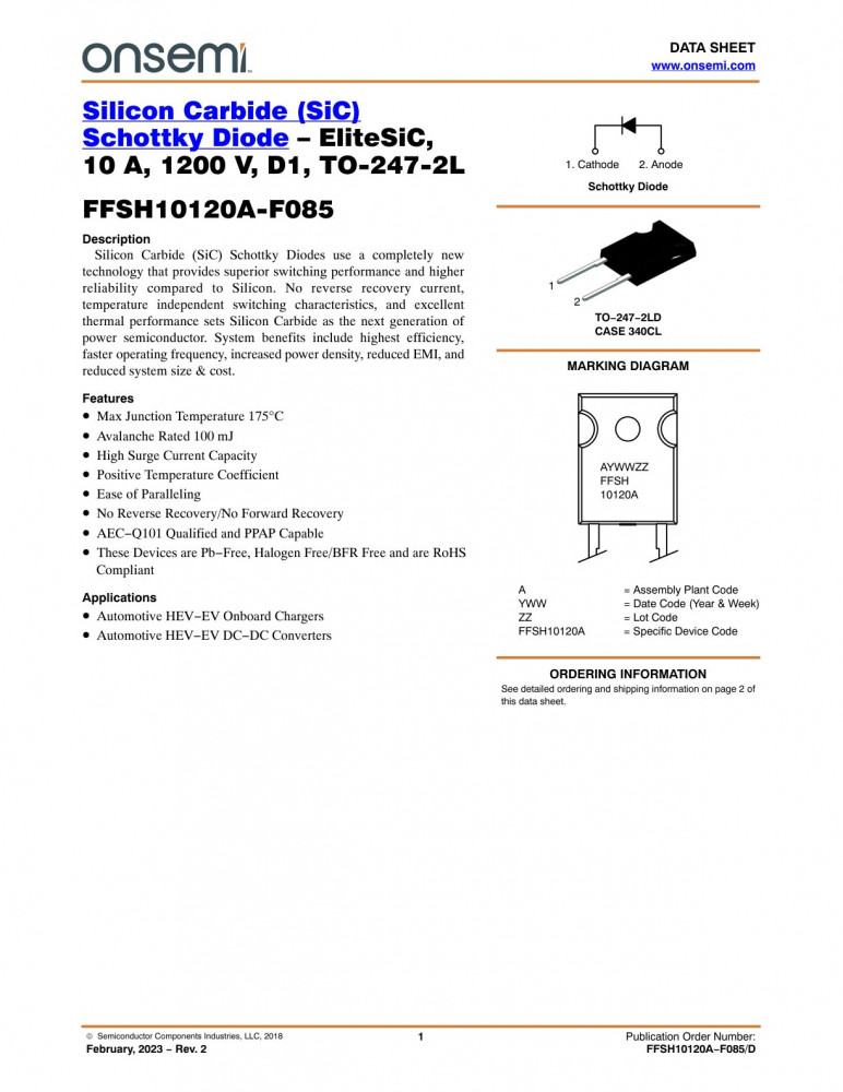 FFSH10120A-F085 datasheet page 1