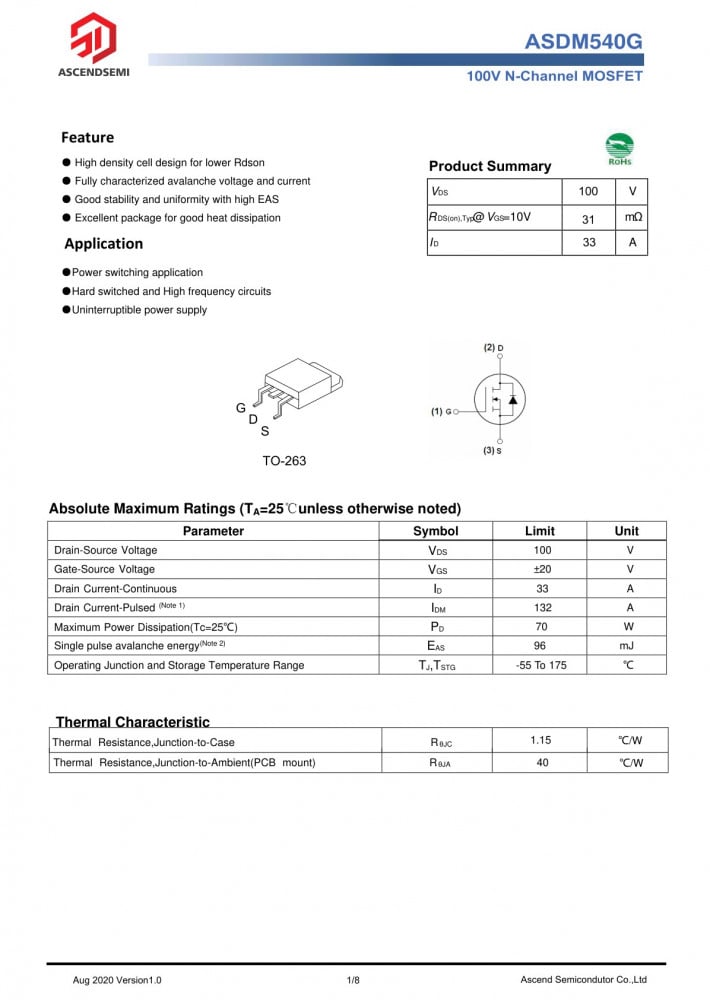 ASDM540G-R datasheet page 1