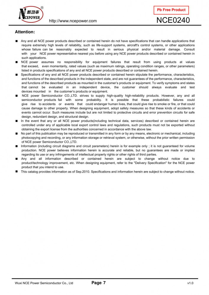 NCE0240 datasheet page 7