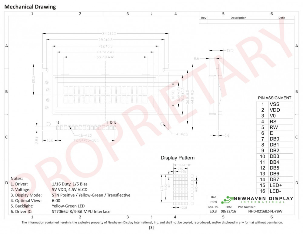 NHD-0216BZ-FL-YBW datasheet page 3