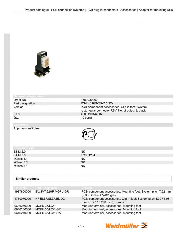 WEIDMULLER product document page 1