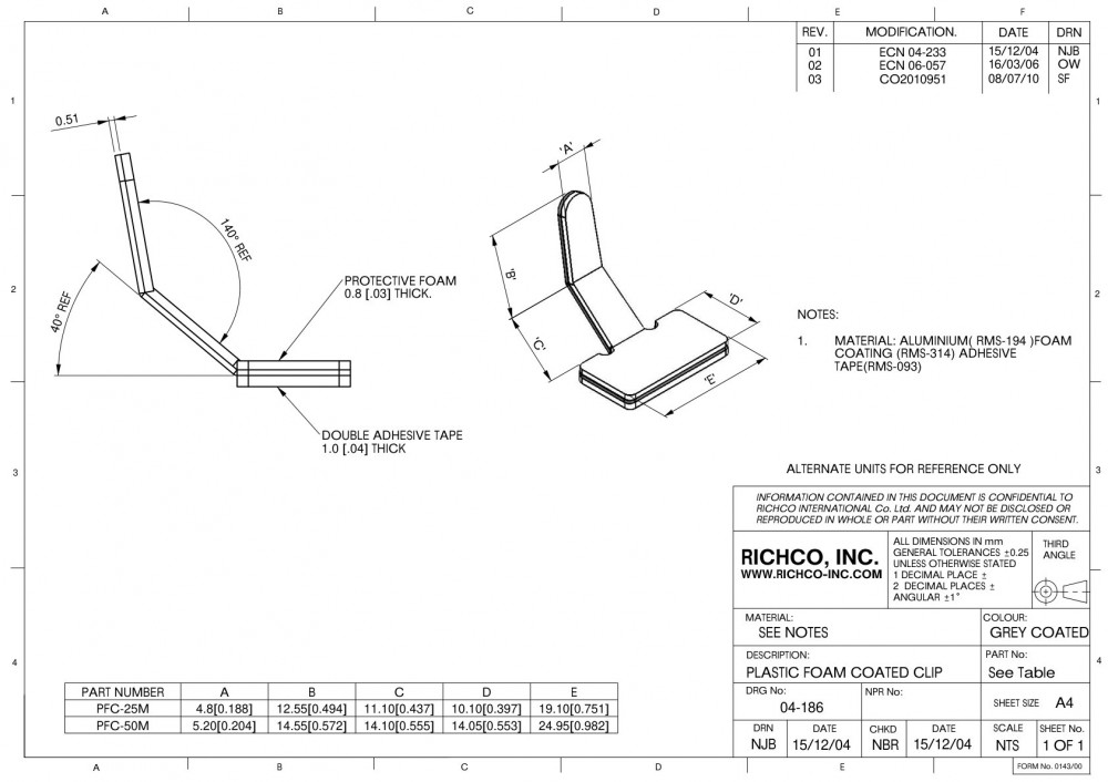 PFC-25M technical drawing