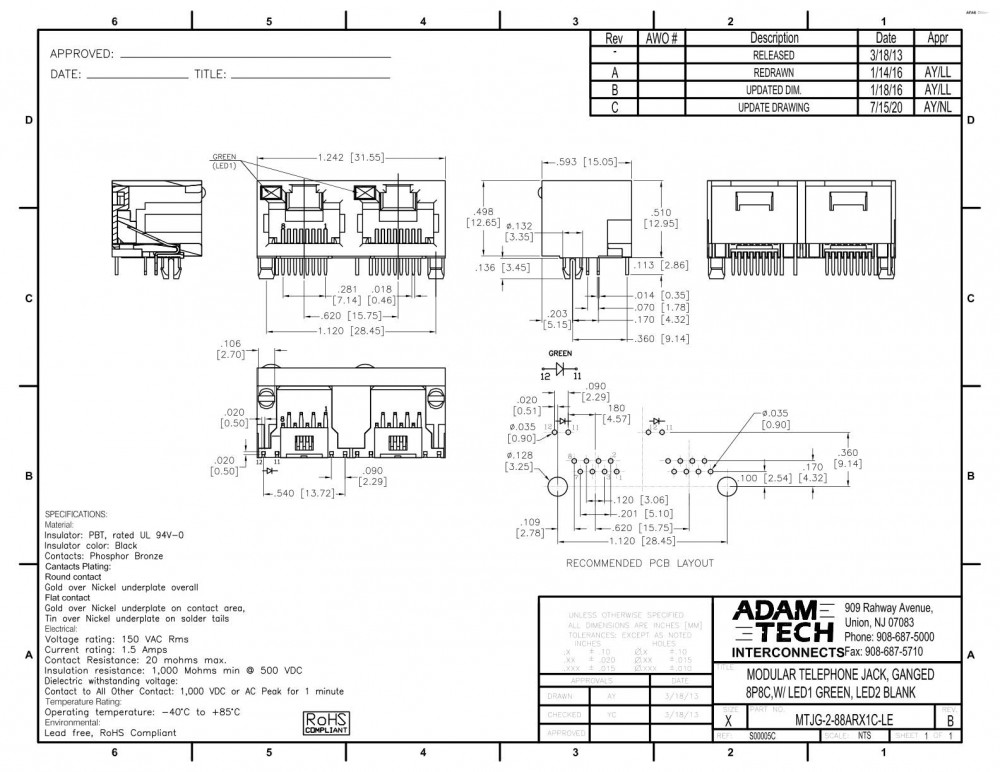 ADAM TECH MTJG-2-88ARX1C-LE technical document page