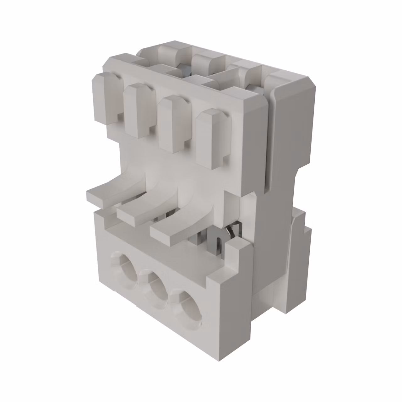 Appli-Mate RAST 2.5 IDT Housing, 2.50mm Pitch, Female, 3 Circuits, Beaded Terminal, All Position Keys, Slotted Endwalls, Polarizing Rib Between Circuits 2 & 3, Black Color Stripe for sale